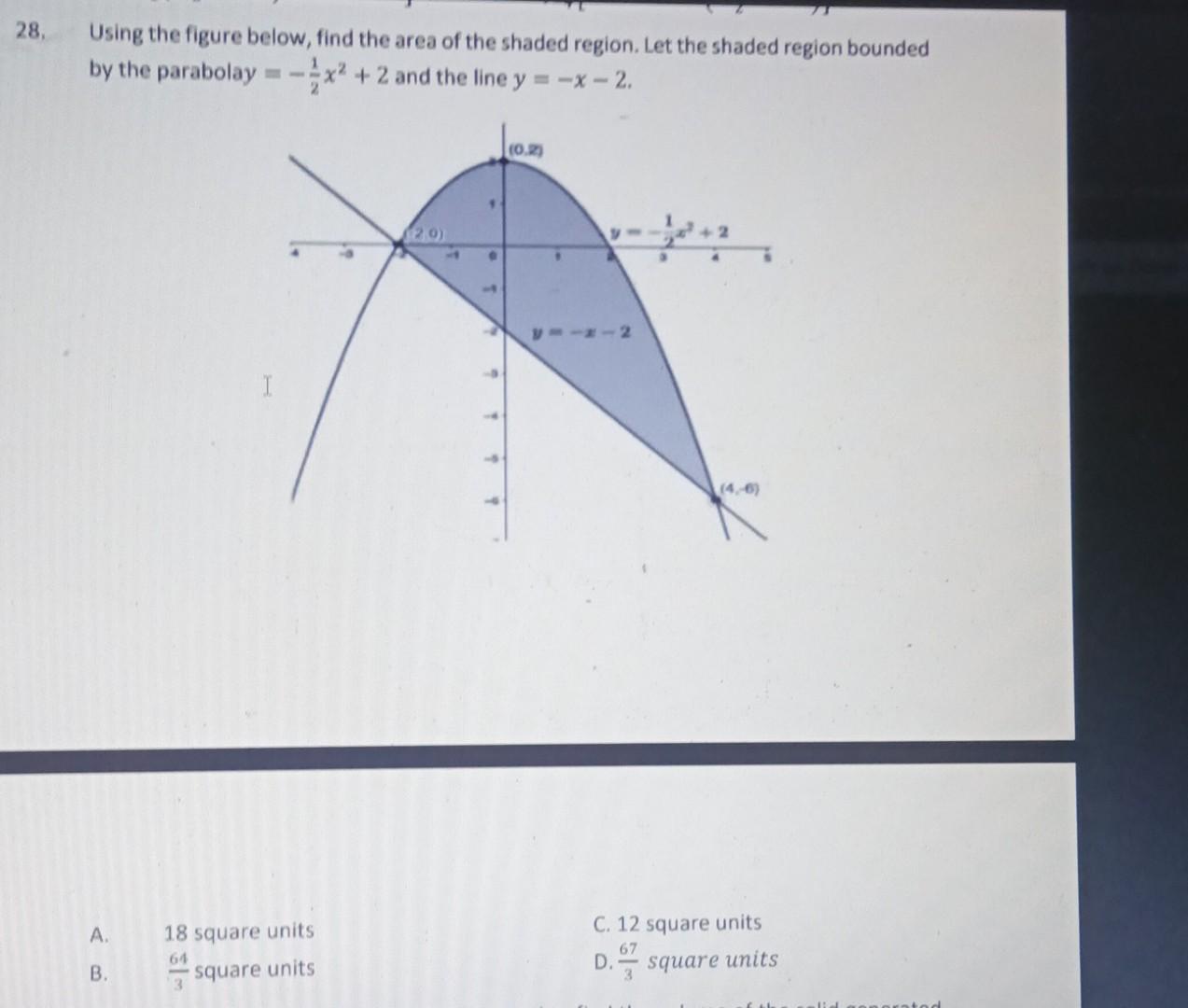 Solved Using the figure below, find the area of the shaded | Chegg.com