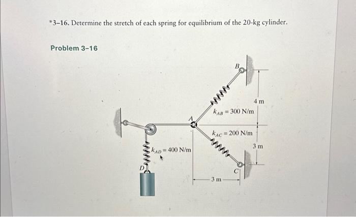 Solved *3-16. Determine the stretch of each spring for | Chegg.com