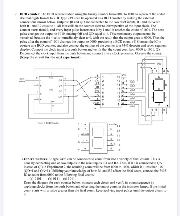 Solved Lab 9 Binary and Decimal Counters IC: 7493(counter), | Chegg.com