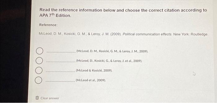 Read the reference information below and choose the | Chegg.com