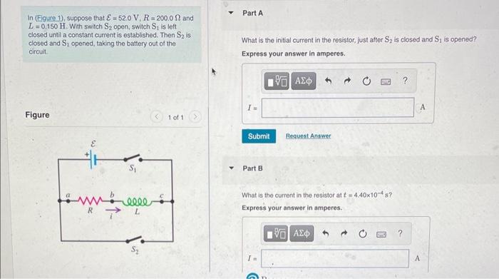 Solved In (Figure 1), suppose that E=52.0 V,R=200.0Ω and | Chegg.com
