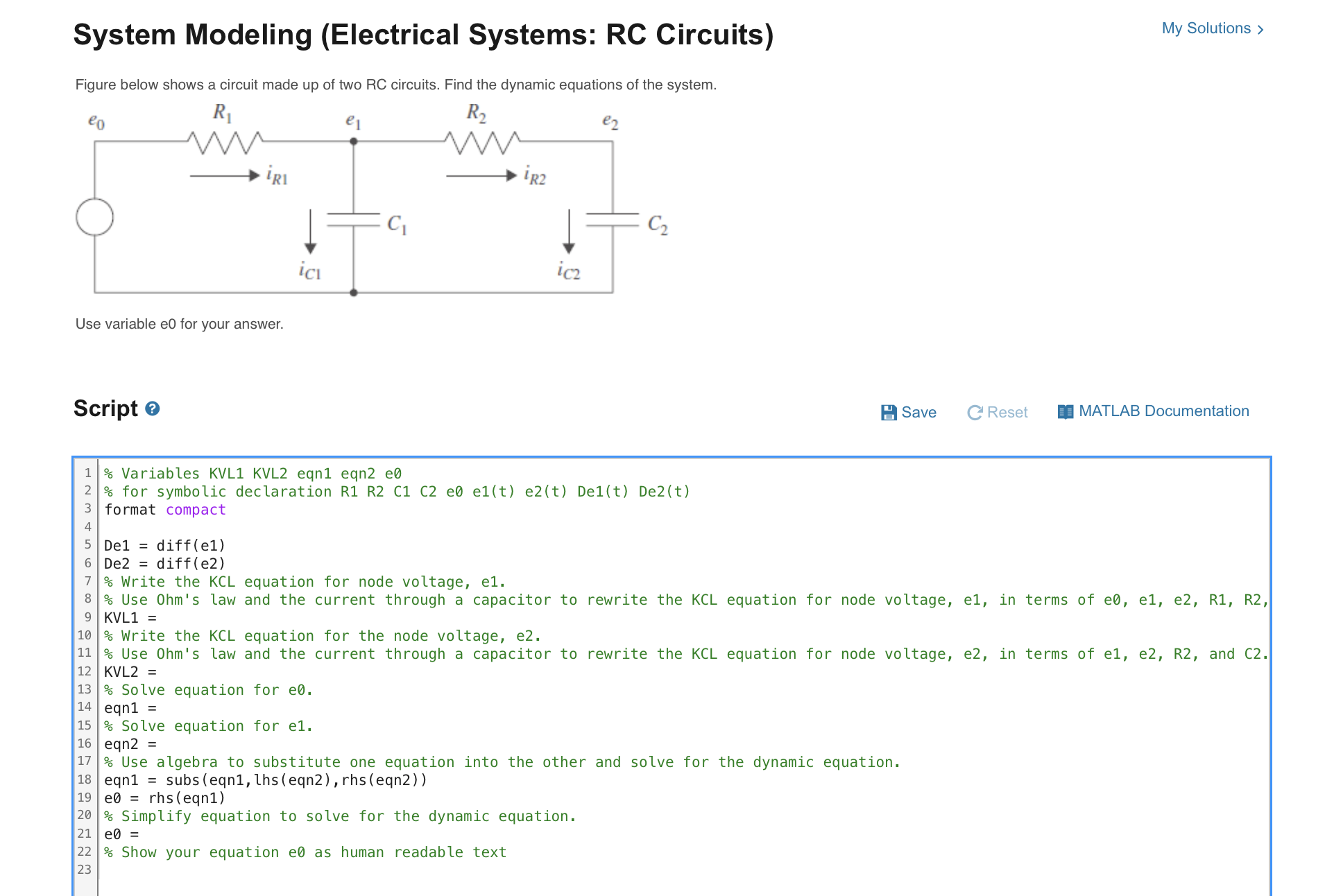 Solved System Modeling (Electrical Systems: RC | Chegg.com