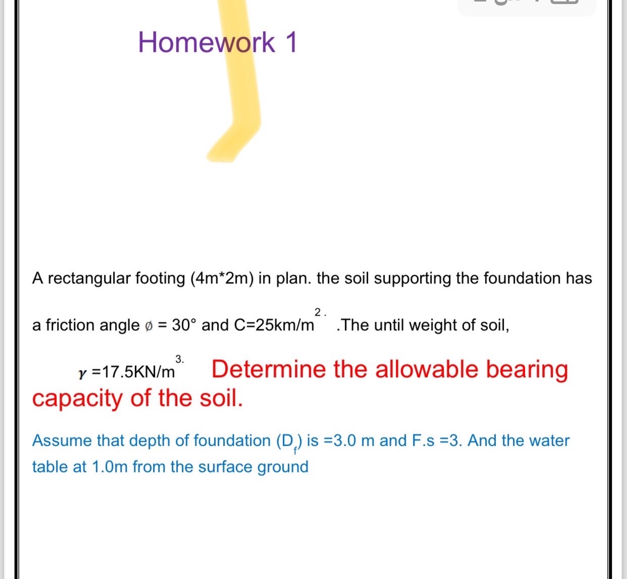 Solved Homework 1A rectangular footing (4m**2m) ﻿in plan. | Chegg.com