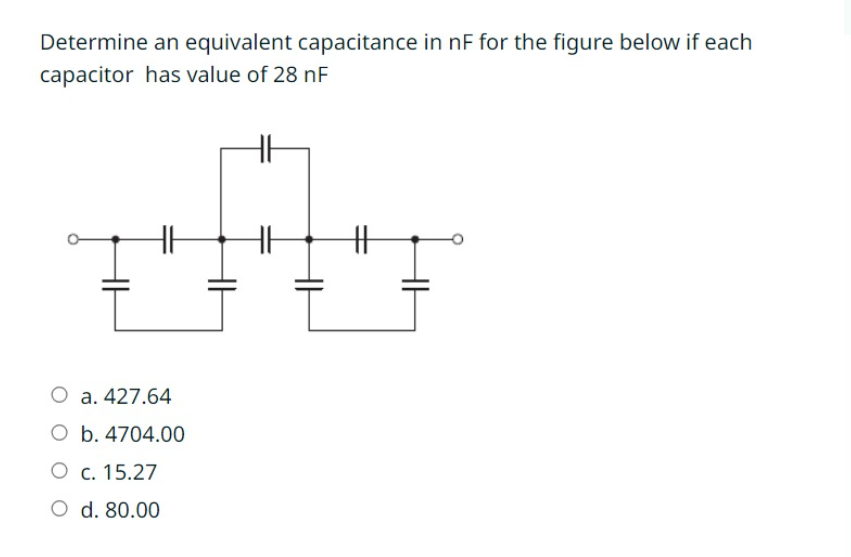 Solved Determine an equivalent capacitance in nF for the | Chegg.com
