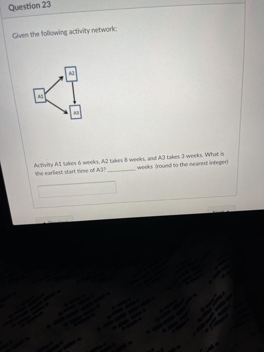 Solved Question 23 Given the following activity network: A2 | Chegg.com