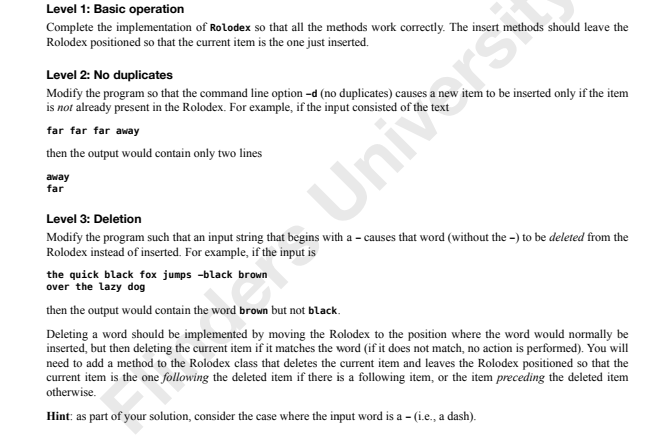 Solved Level 1: Basic operation Complete the implementation | Chegg.com