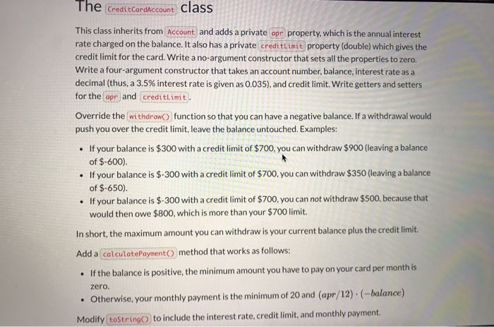 Solved The Account class Create a class named Account, which | Chegg.com