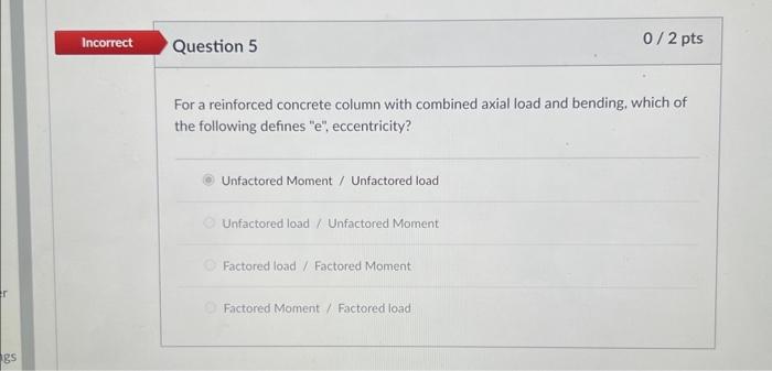 Solved For a reinforced concrete column with combined axial | Chegg.com