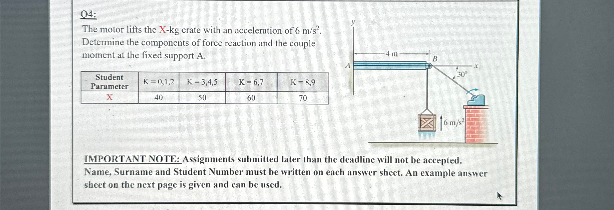 Solved Q4:The motor lifts the x-kg ﻿crate with an | Chegg.com