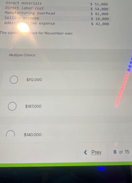 Direct materials Direct labor cost Manufacturing | Chegg.com