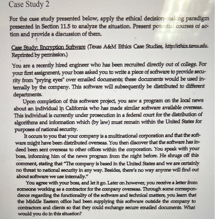 Solved Case Study 2 For the case study presented below, | Chegg.com
