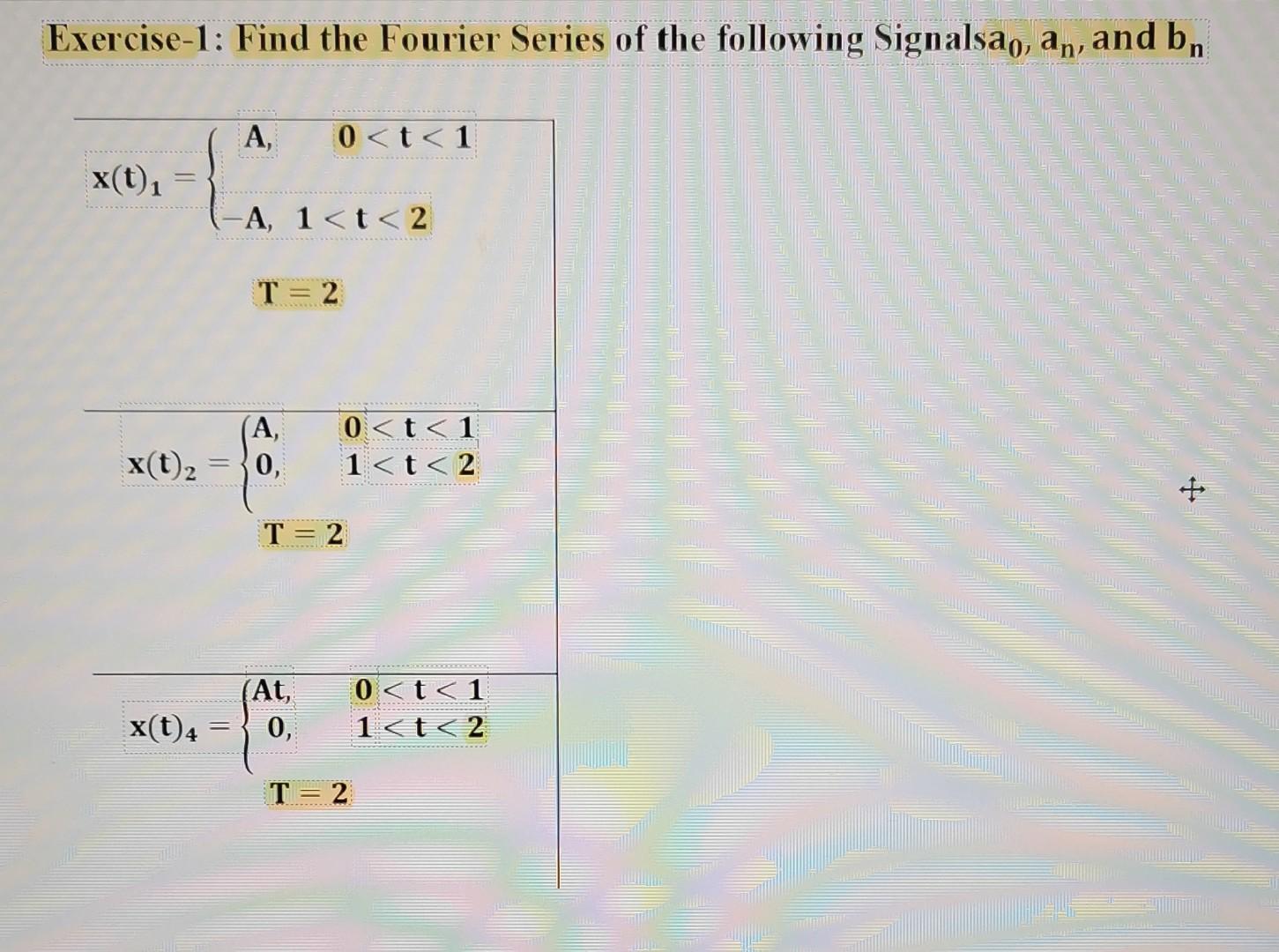 Solved Exercise- 1 : Find the Fourier Series of the | Chegg.com