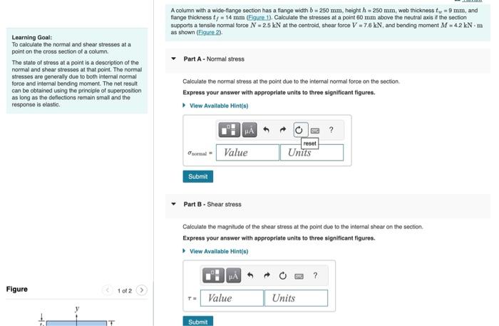 A column with a wide-flange section has a flange | Chegg.com