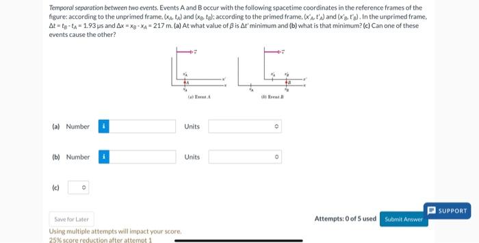 Solved Temporal separation between two events. Events A and | Chegg.com