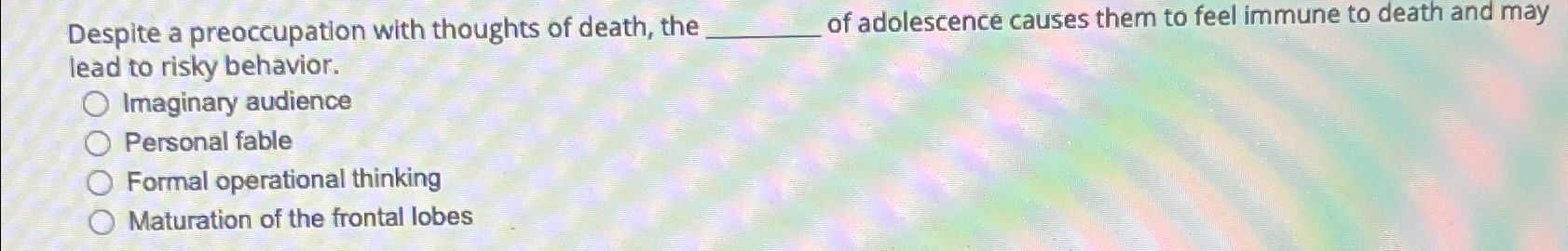 Solved Despite a preoccupation with thoughts of death, the | Chegg.com