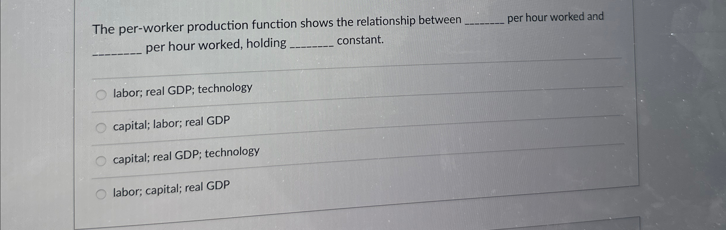 Solved The Per Worker Production Function Shows The