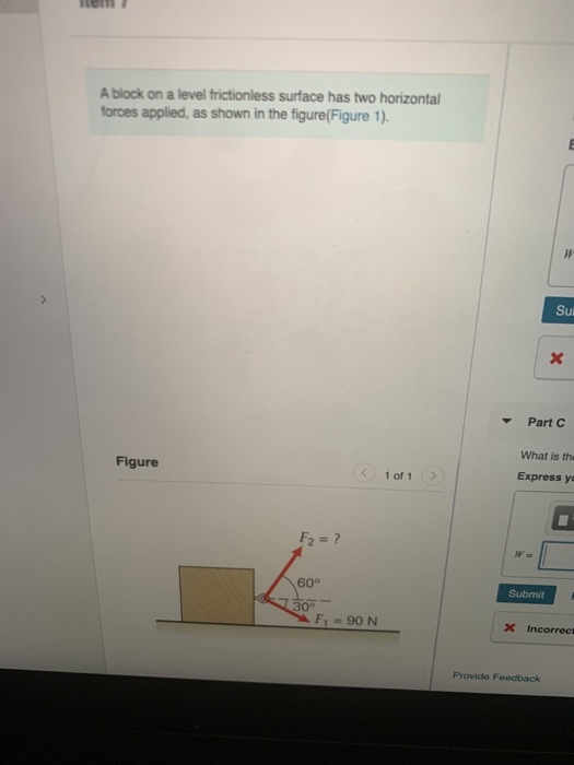 Solved A block on a level frictionless surface has two | Chegg.com