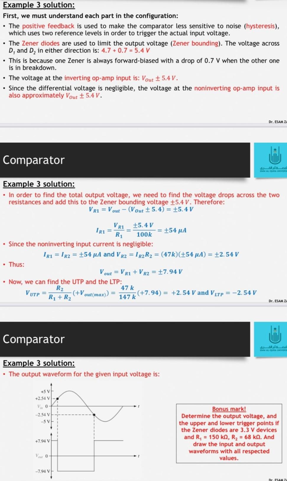 Bonus mark!Determine the output voltage, and the | Chegg.com
