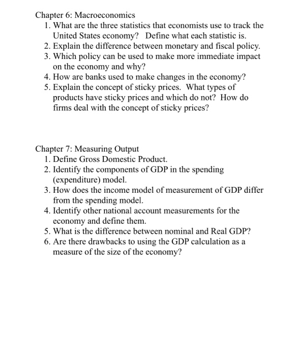 Solved Chapter 6: Macroeconomics 1. What are the three | Chegg.com