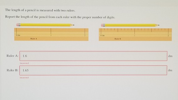Solved The length of a pencil is measured with two rulers. | Chegg.com