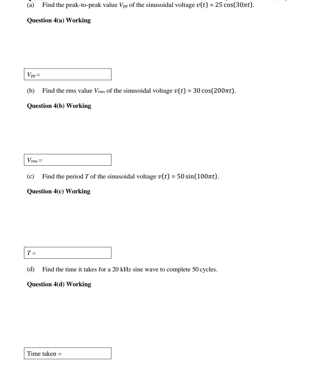 Solved (a) Find the peak-to-peak value Vpp of the sinusoidal | Chegg.com