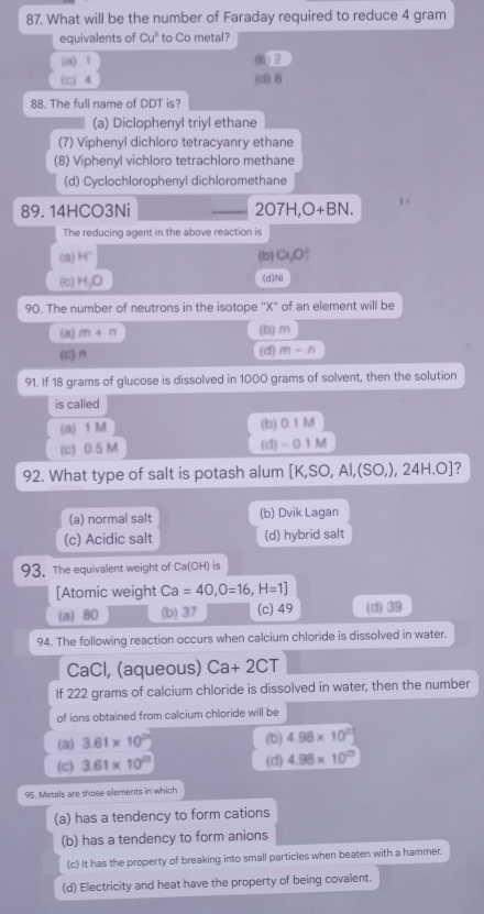 Solved What will be the number of Faraday required to reduce | Chegg.com