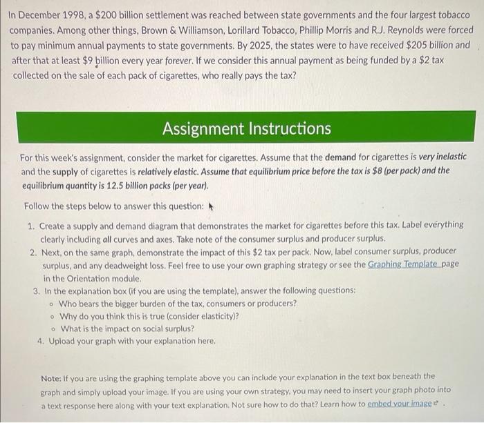 Solved In December 1998, a $200 billion settlement was | Chegg.com