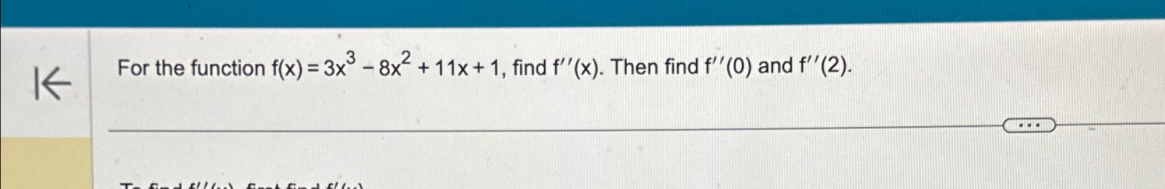 Solved For the function f(x)=3x3-8x2+11x+1, ﻿find f''(x). | Chegg.com