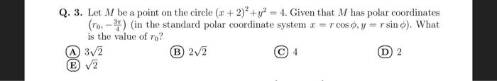 Solved Q. 3. Let M be a point on the circle (x+2)2+y2=4. | Chegg.com