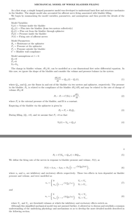 MECHANICAL MODEL OF WHOLE BLADDER FILLING As a first | Chegg.com