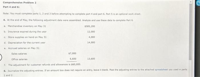 Comprehensive Problem 2 Part 4 and 6 : Note: You must | Chegg.com