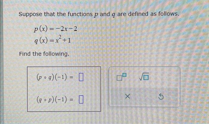 Solved Suppose that the functions p and q are defined as | Chegg.com