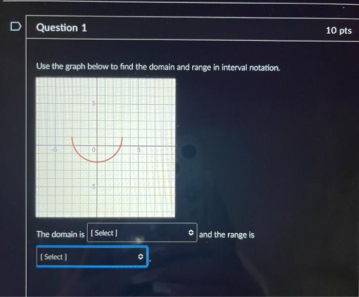 Solved Use the graph below to find the domain and range in | Chegg.com