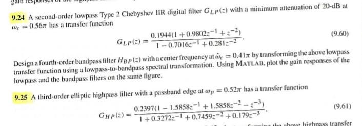 Solved 9.24 A second-order lowpass Type 2 Chebyshev IIR | Chegg.com