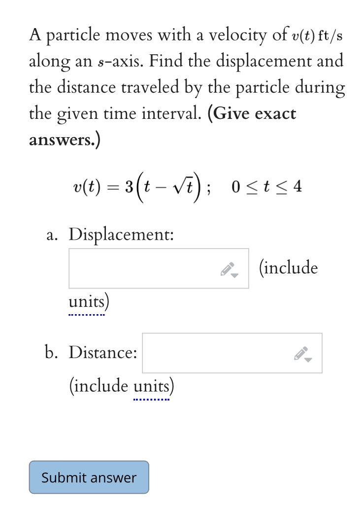 Solved A particle moves with a velocity of v(t)f(t)/(s) | Chegg.com