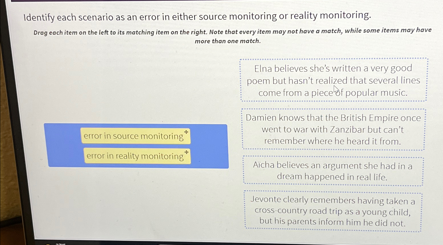 Solved Identify each scenario as an error in either source | Chegg.com