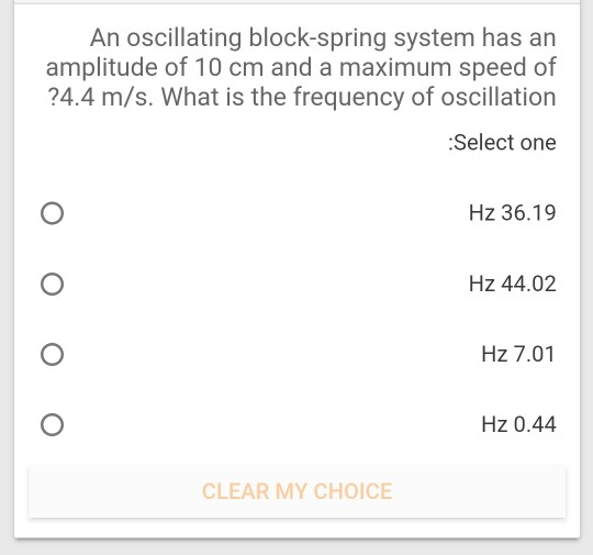 Solved An oscillating block-spring system has an amplitude | Chegg.com