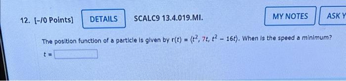 Solved The position function of a particle is given by | Chegg.com