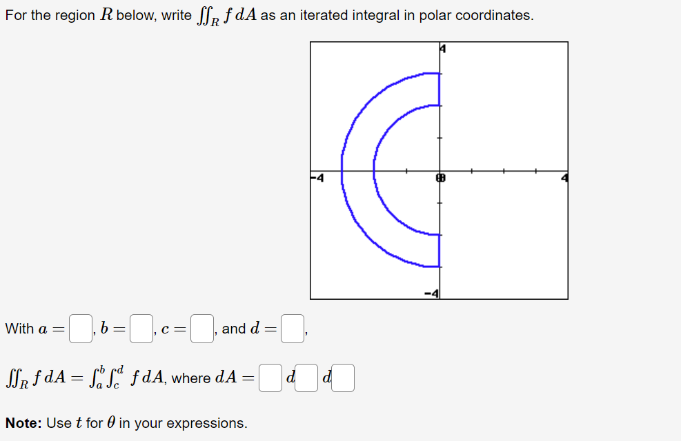 Solved \For the region R ﻿below, write ∬RfdA as an iterated | Chegg.com