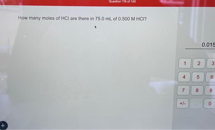 Solved How many moles of HCl are there in 75.0 mL of | Chegg.com