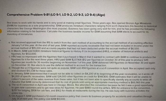 Solved Comprehensive Problem 9-81 (LO 9-1, LO 9-2, LO 9-3, | Chegg.com