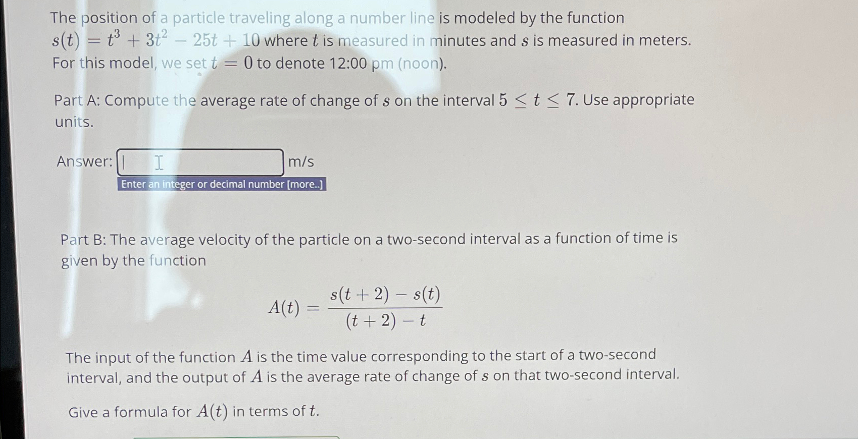 Solved The position of a particle traveling along a number | Chegg.com