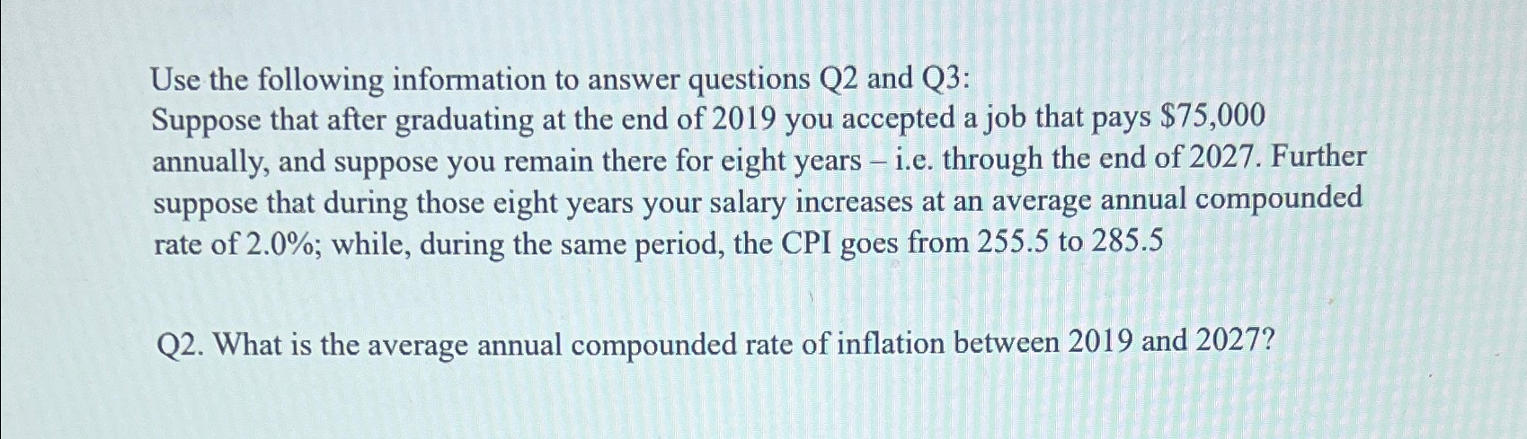 Solved Use the following information to answer questions Q2 | Chegg.com