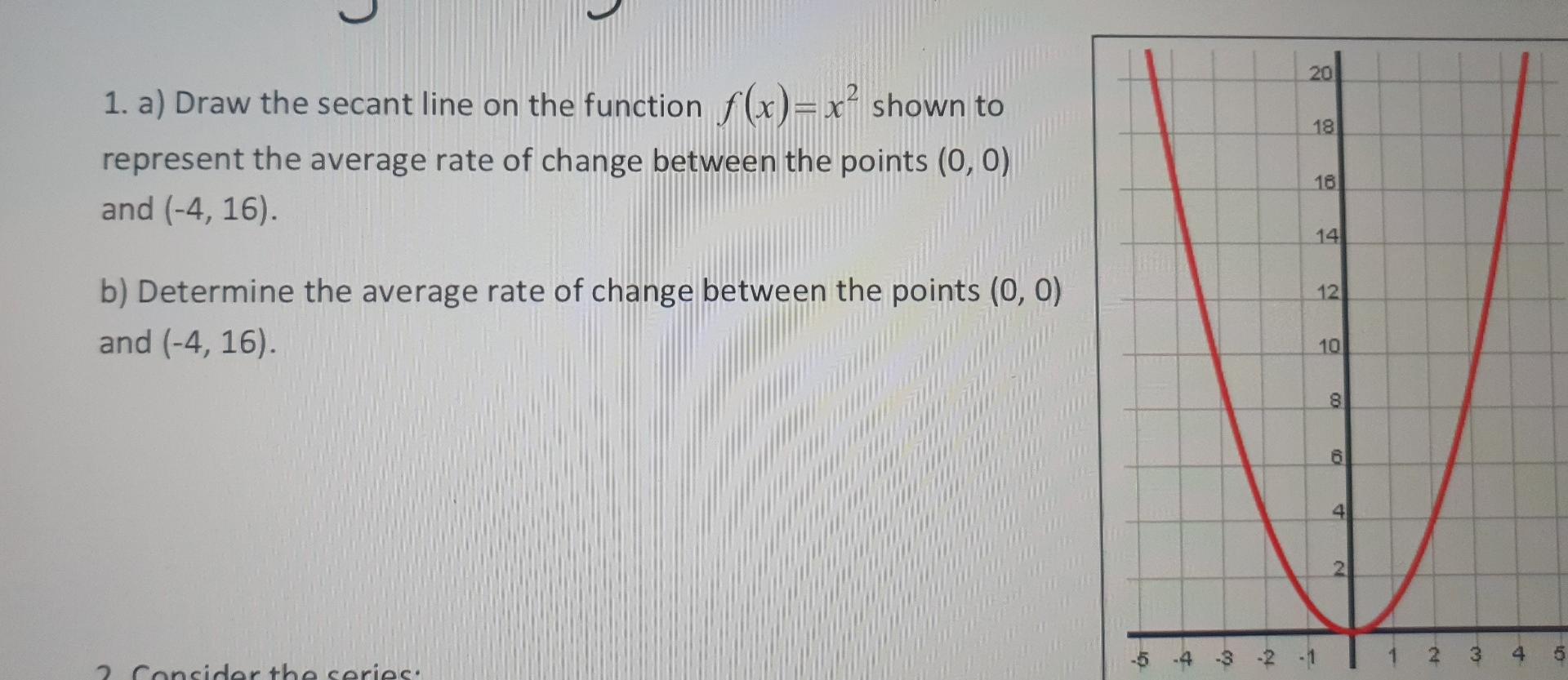 Solved 1. a) Draw the secant line on the function f(x)=x² | Chegg.com
