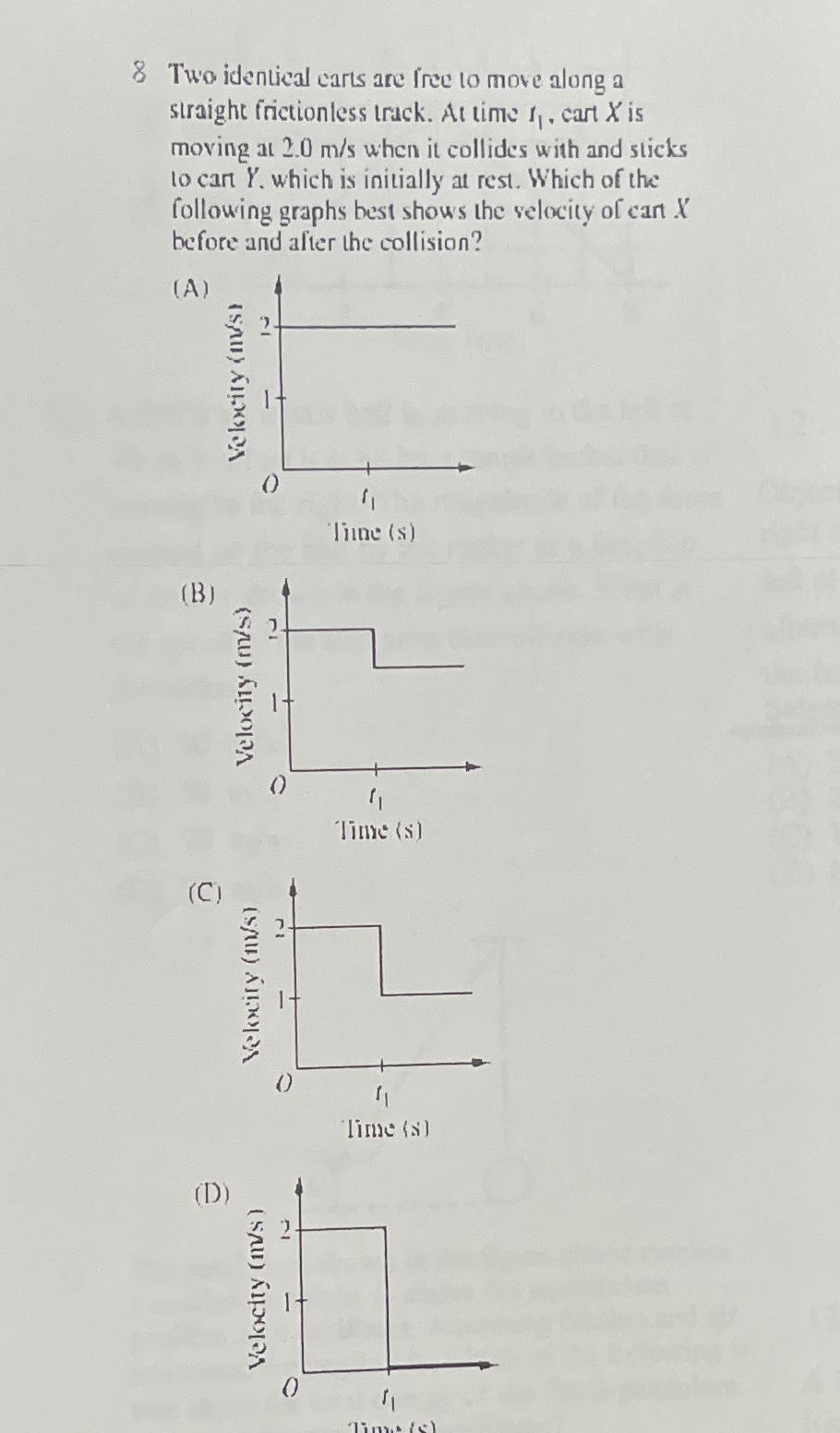 Solved 8 ﻿Two identical carts are free to move along a | Chegg.com