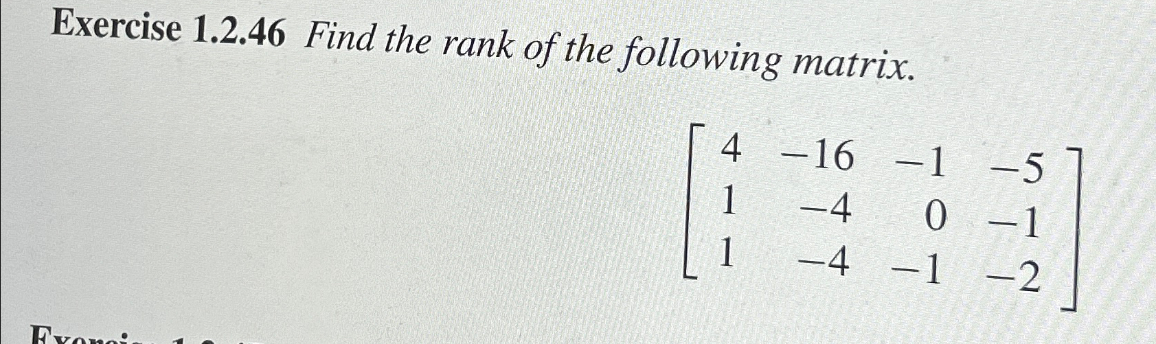 Solved Exercise 1.2.46 ﻿Find the rank of the following | Chegg.com