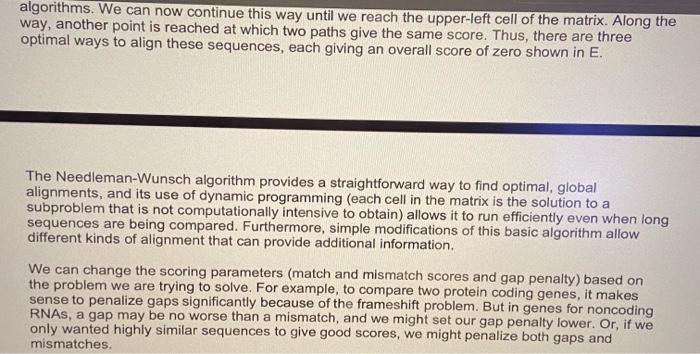 Solved 7. Generate a MATRIX based on the Needleman-Wunsch | Chegg.com