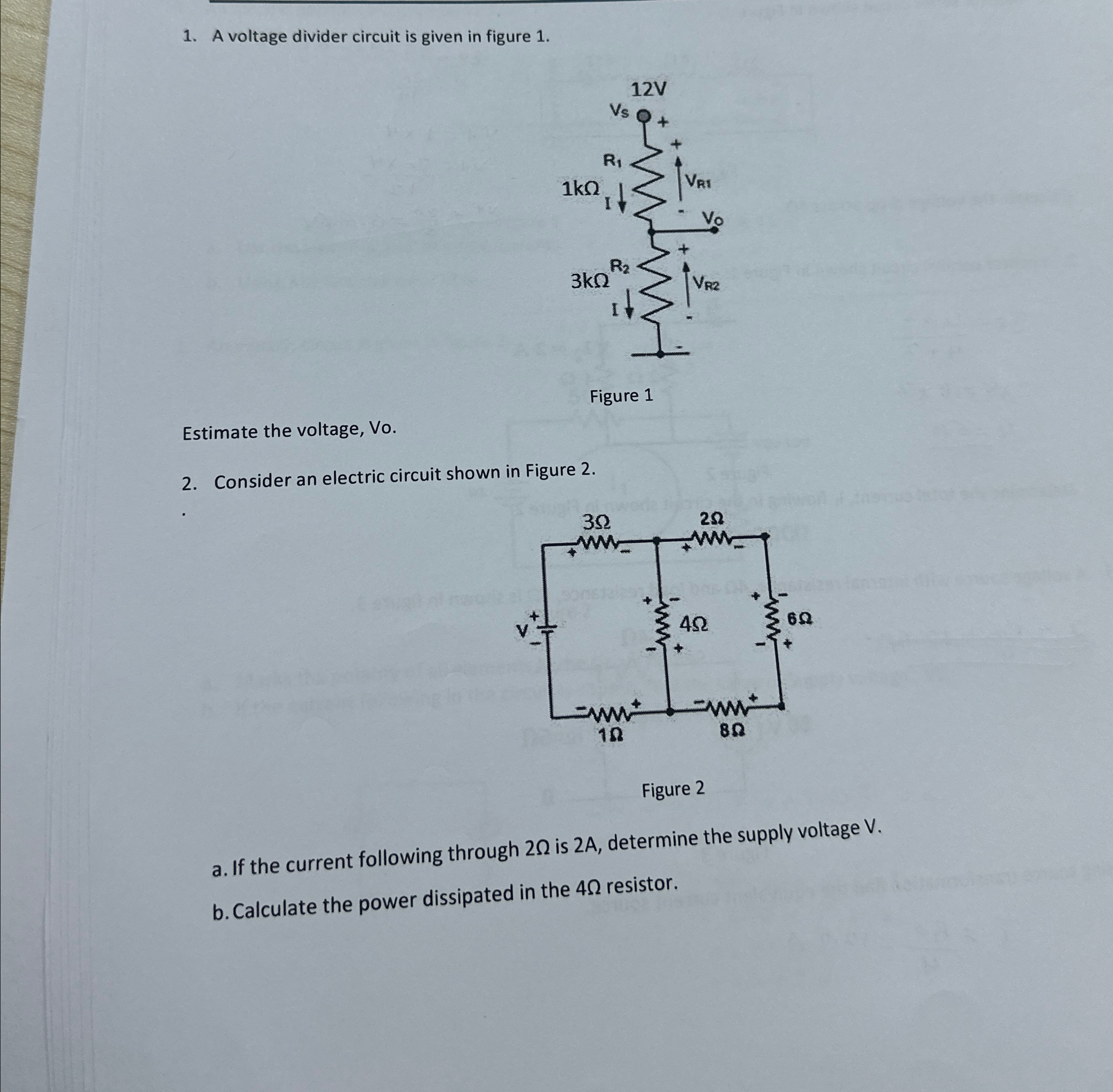 Solved A voltage divider circuit is given in figure | Chegg.com