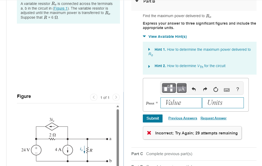 Solved A variable resistor Ro ﻿is connected across the | Chegg.com