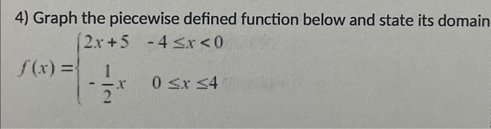 Solved 4) Graph the piecewise defined function below and | Chegg.com